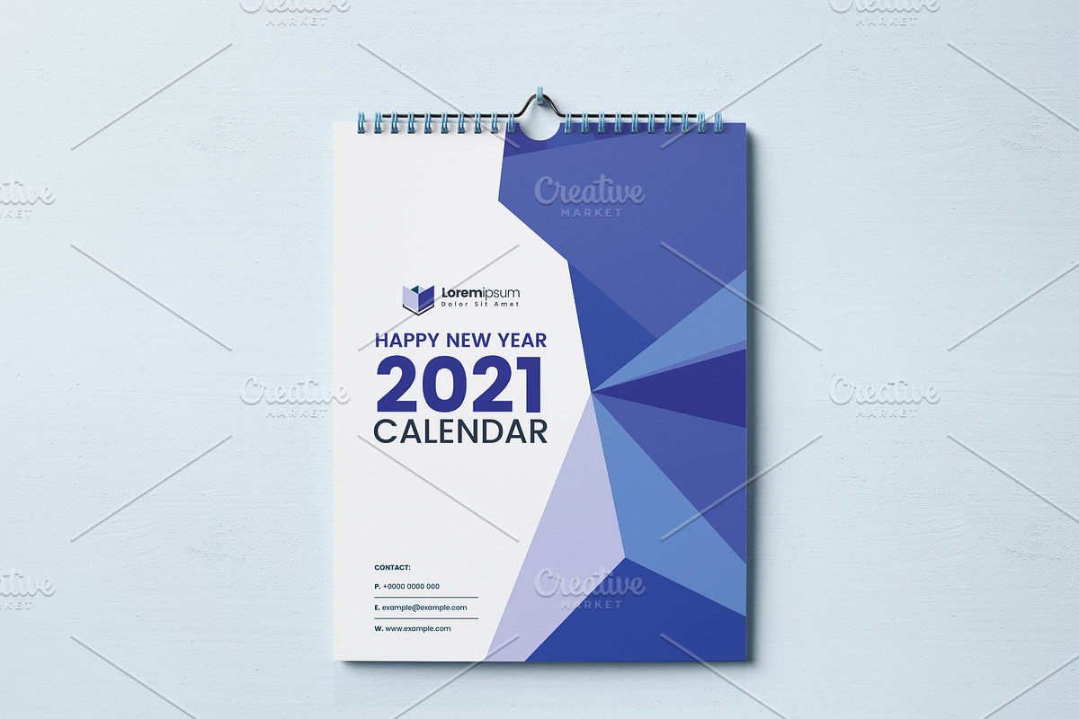 Blue Wall Calendar 2021, a Stationery Template by Cristal Pioneer