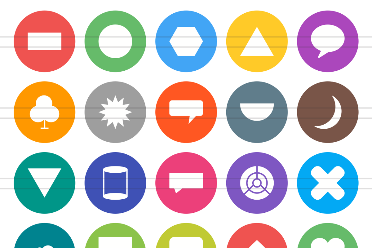 50 Shapes&Geometry Flat Round Icons, an Outline Icon by IconBunny