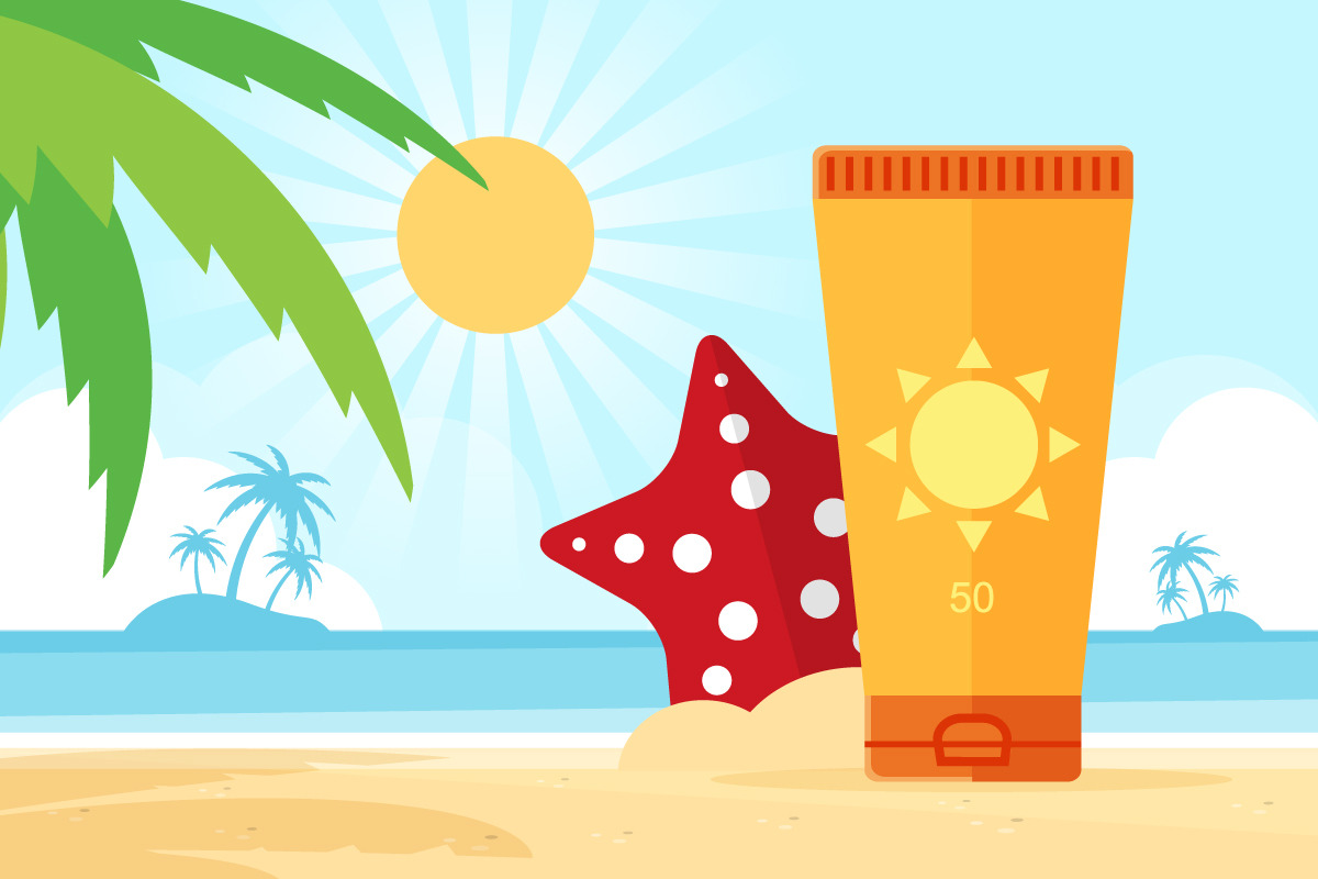Sunscreen on beach, an Illustration by Vector Kitchen by Zoljo