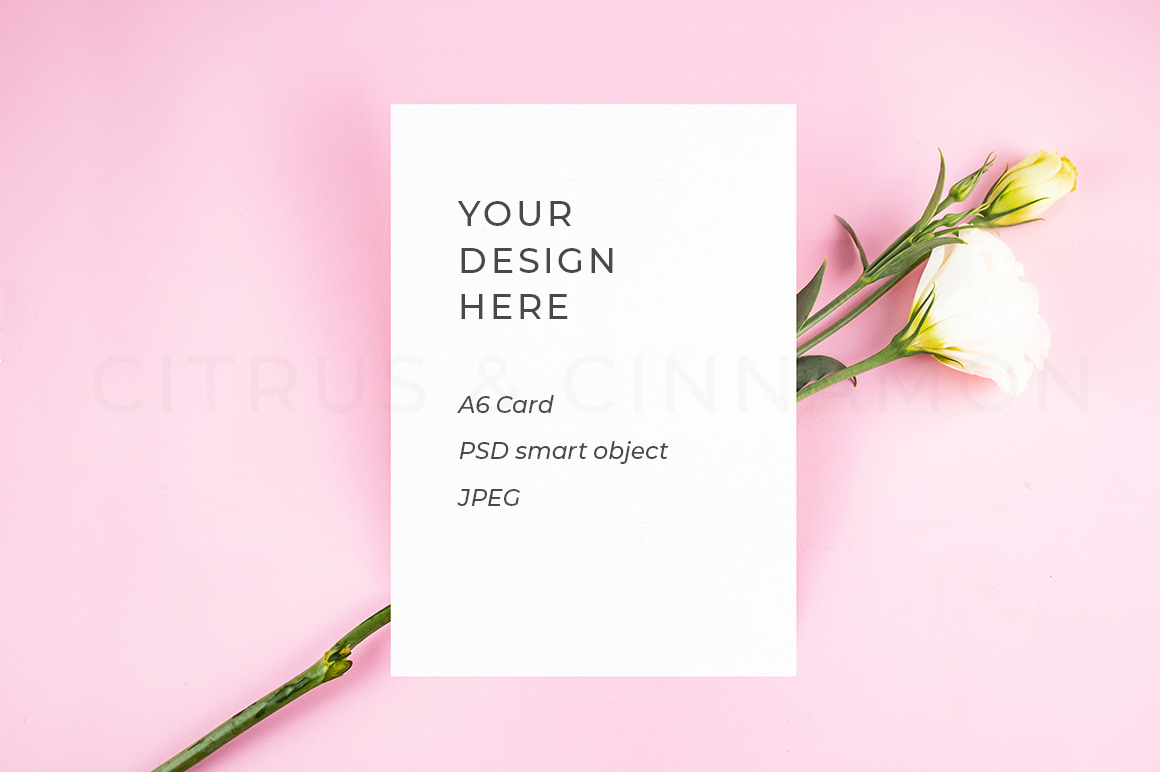 A6 Pink Art Print Card Mockup 1823, a Print Template by Citrus and Cinnamon