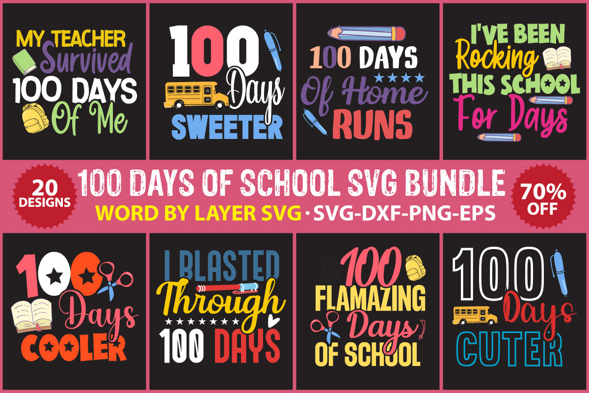 100 days of school SVG Bundle, an Object Graphic by Dream-Line
