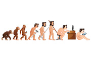 Cartoon Human Evolution, a Person Illustration by Walankart