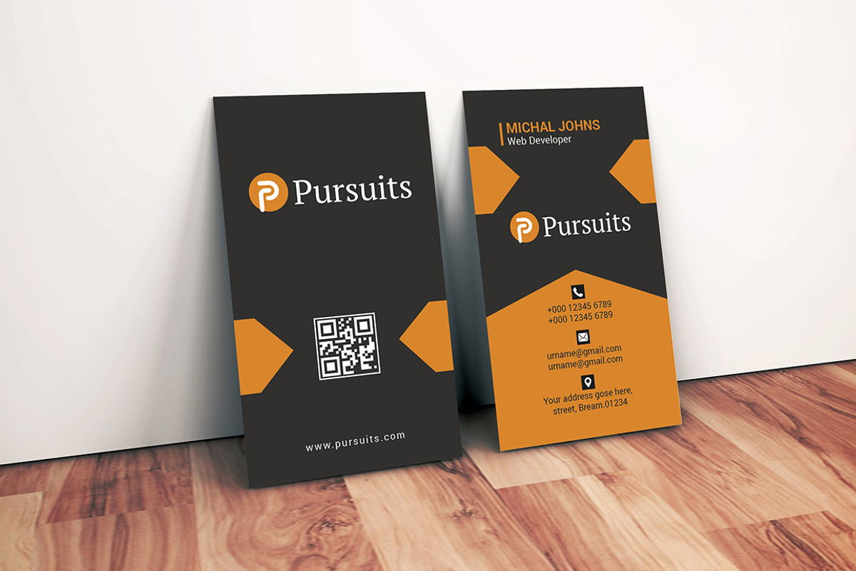 Portrait Business Card, a Business Card Template by UI_Expert