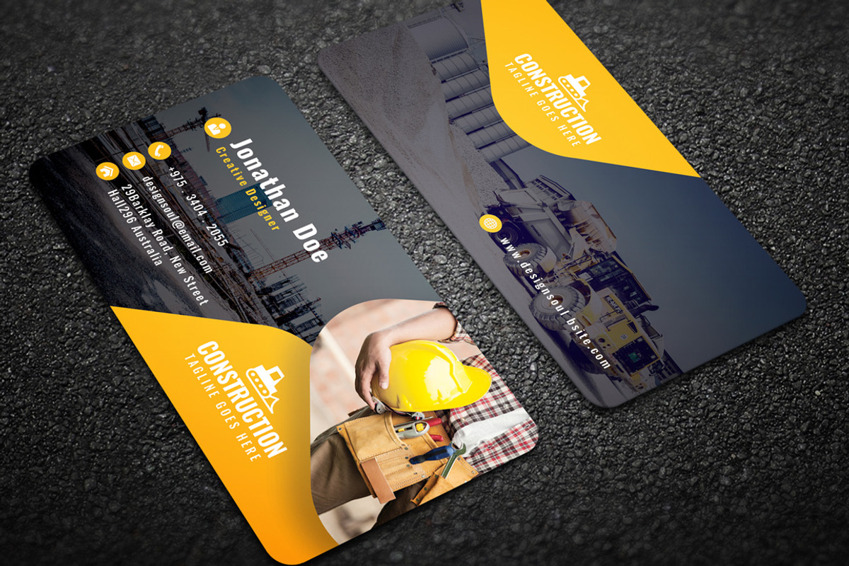 Construction Business Card, a Business Card Template by Designsoul14