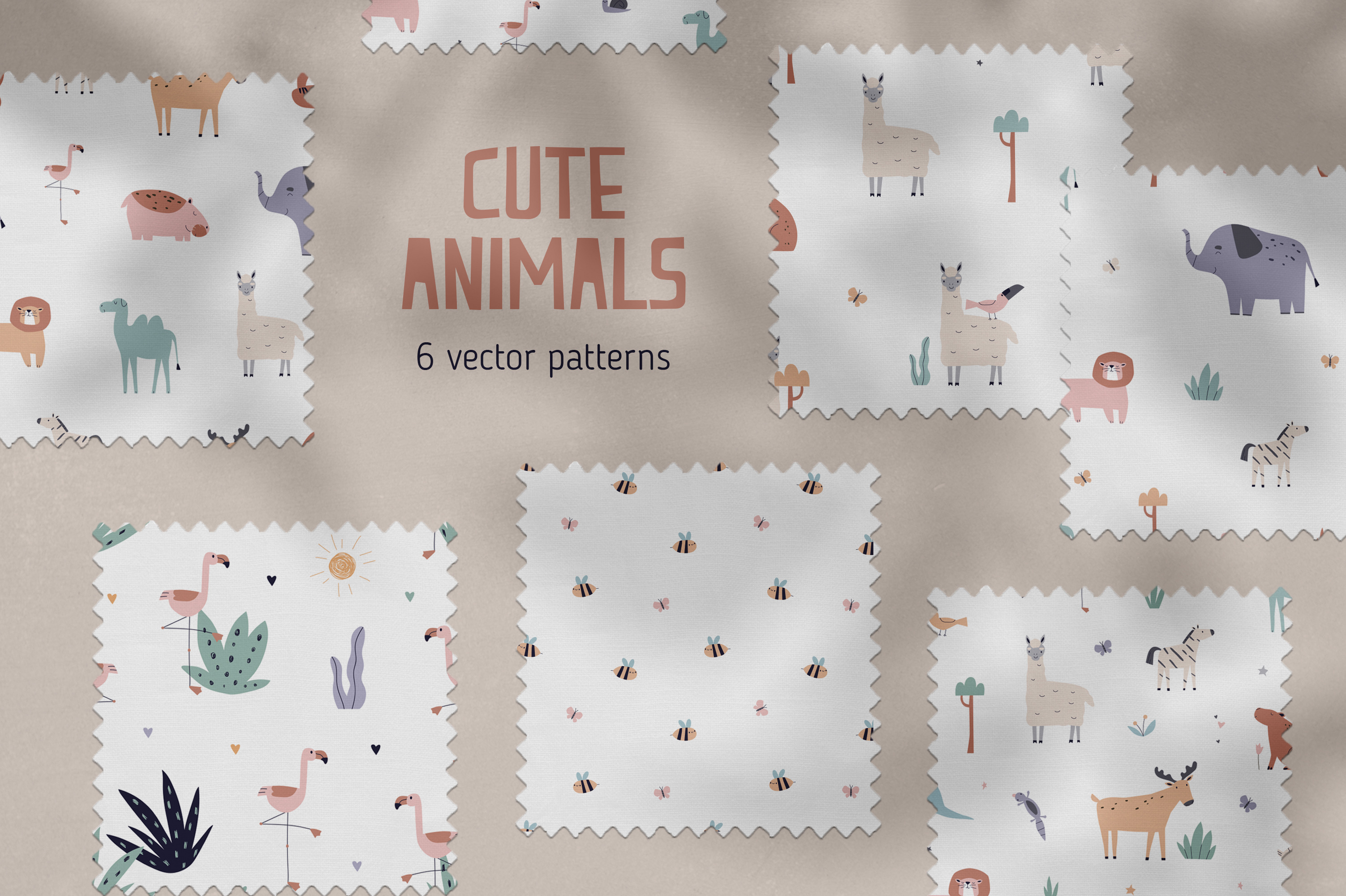 Cute animals seamless patterns set, a Pattern Graphic by Good Studio