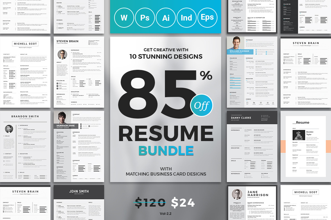 Top 10 Resume/CV Bundle, a Resume Template by ThemeDevisers