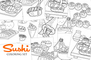 Sushi Japanese Food Coloring Set, a Decorative Illustration by ...