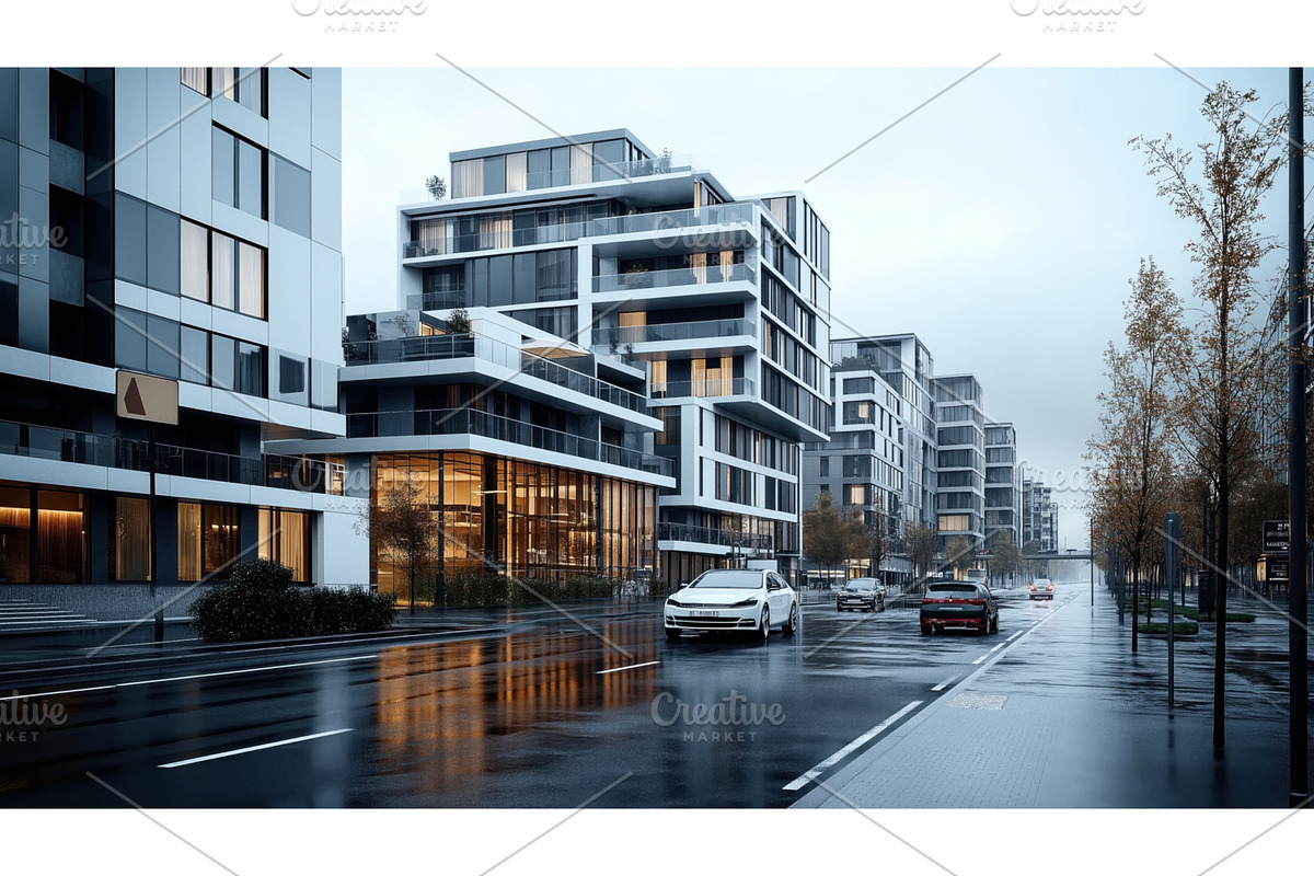 Modern urban street with sleek, an Object Illustration by Sergey Kotenev