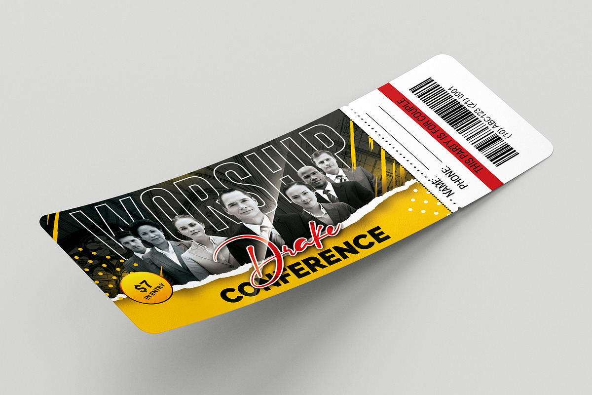 Church Revival Ticket Pass, a Card Template by Psd Templates