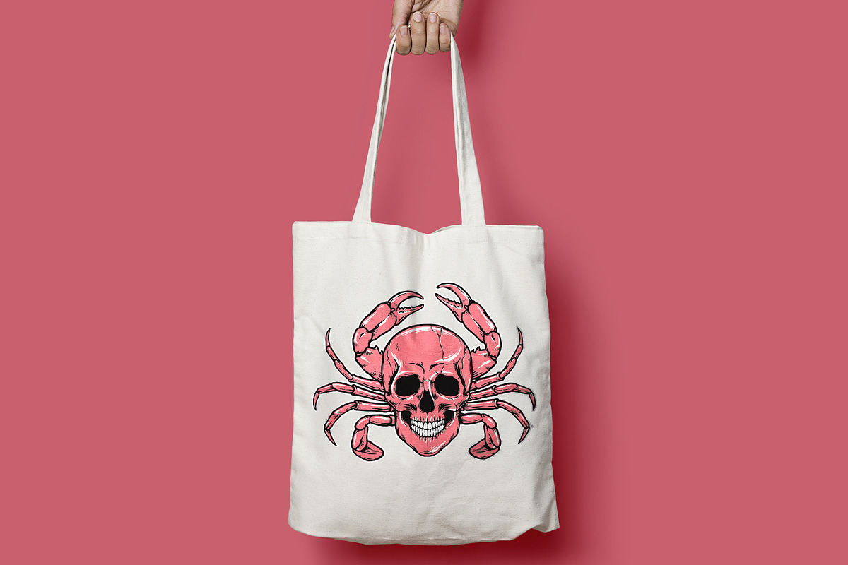 scary crab skull head illustration