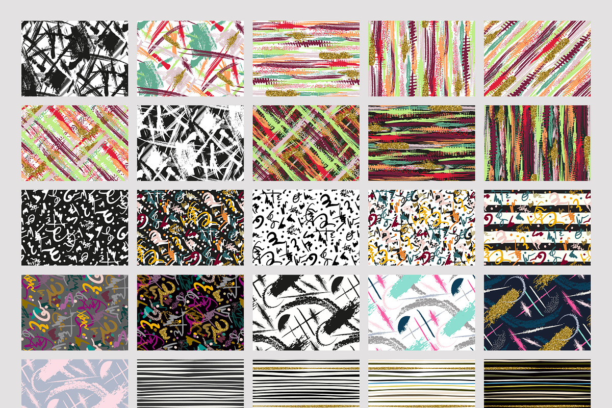 33 Seamless Brush Strokes Patterns, a Pattern Graphic by OlgaRom