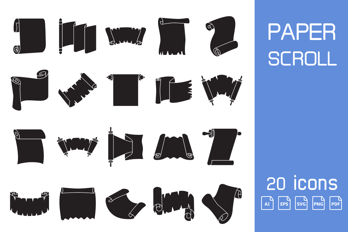 Set of Parchment Scrolls Icons, a Solid Icon by Designfour