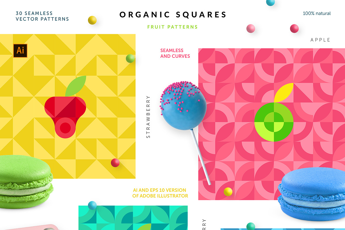 Organic Squares Patterns, a Pattern Graphic by Designnina Shop