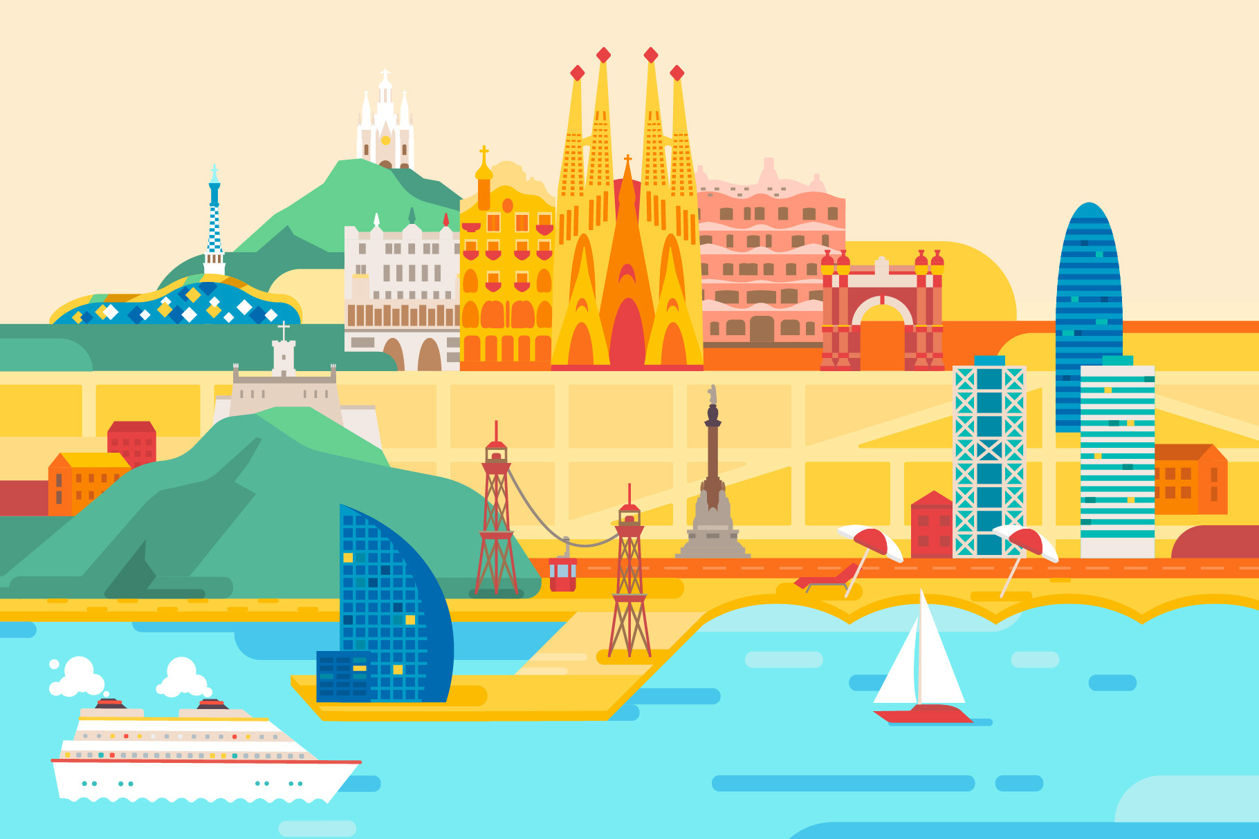Barcelona city, an Object Illustration by GlebTagirov