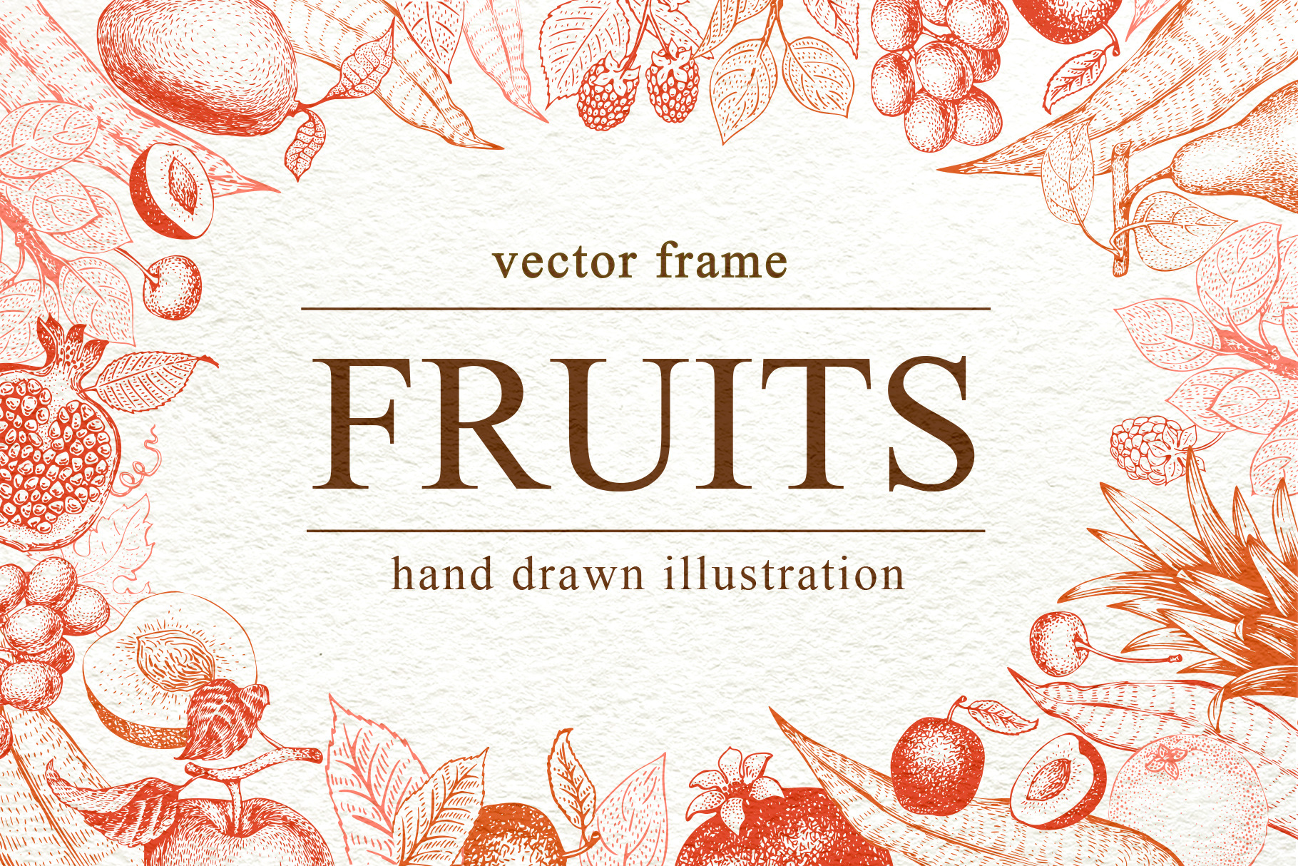 Fruits Vector Frame, a Food Illustration by Lubov Illustrations Shop