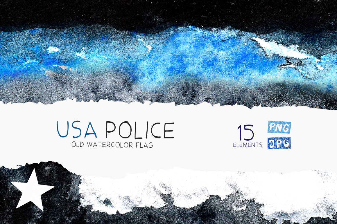 Police flag USA. Watercolor. | Graphic Objects ~ Creative Market