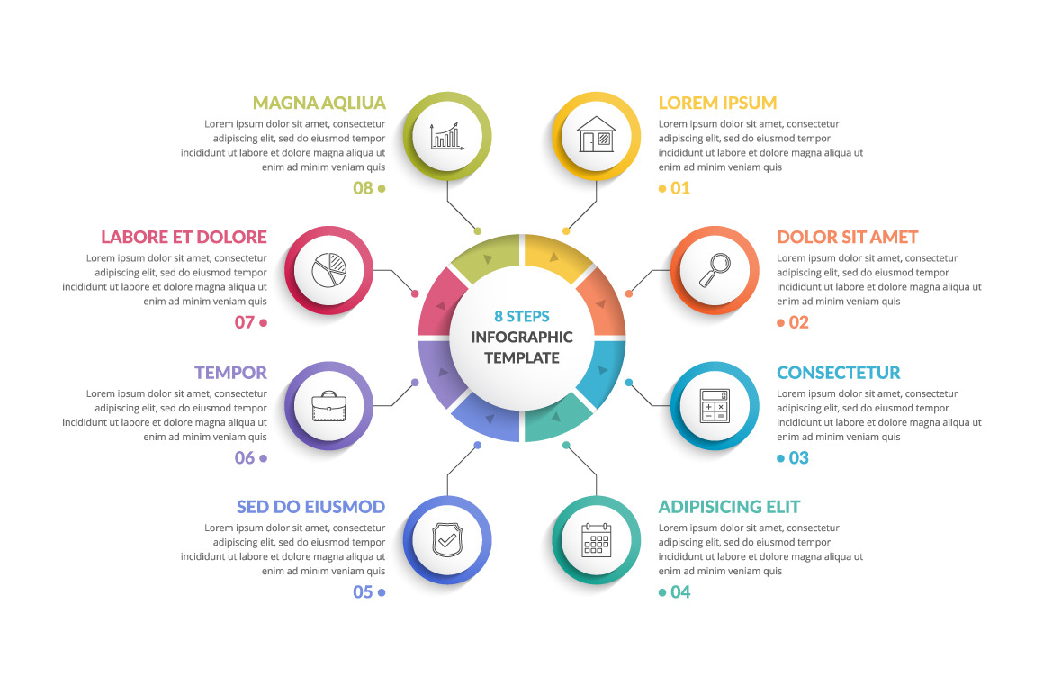 Infographic Template with 8 Steps | Graphics ~ Creative Market