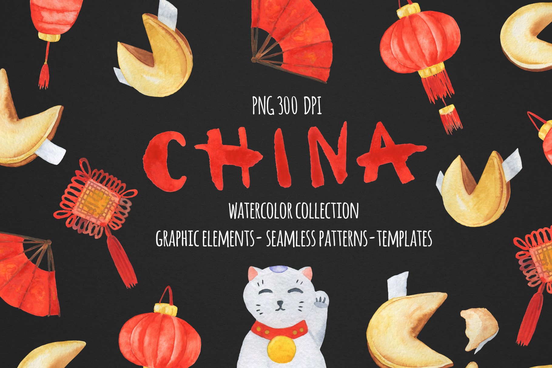 China. Watercolor collection, a Decorative Illustration by Maria's ...