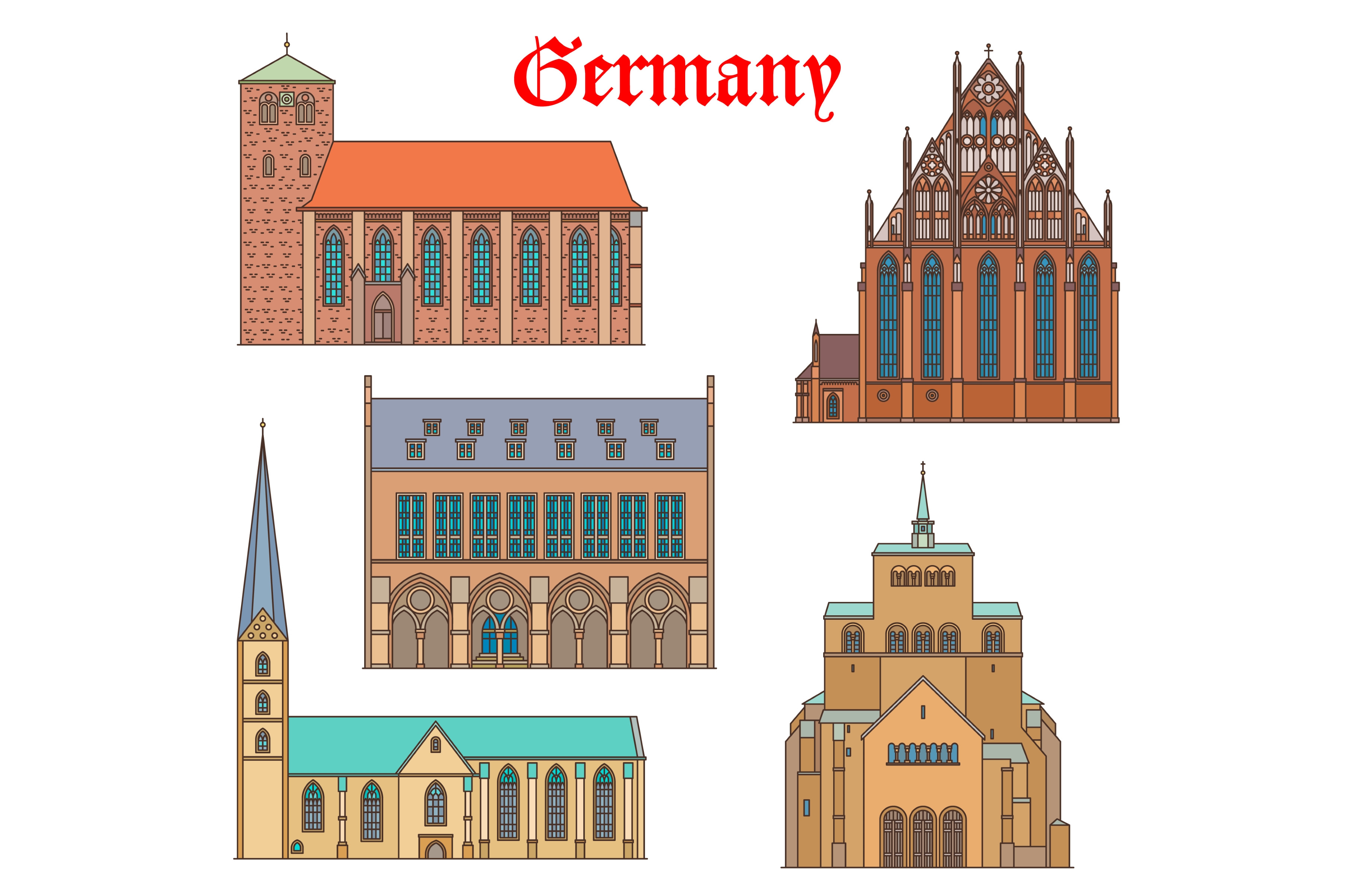 Germany landmark buildings | Illustrations ~ Creative Market