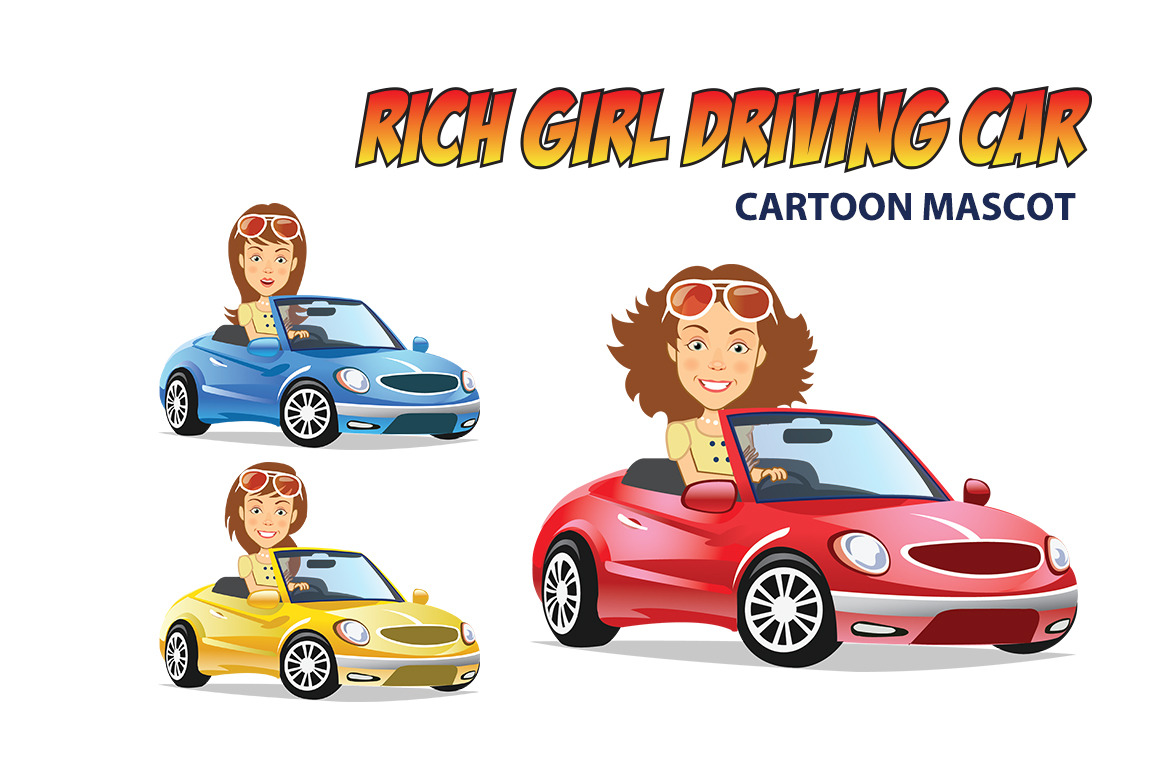 Rich Girl Driving Car, an Illustration by Silpin