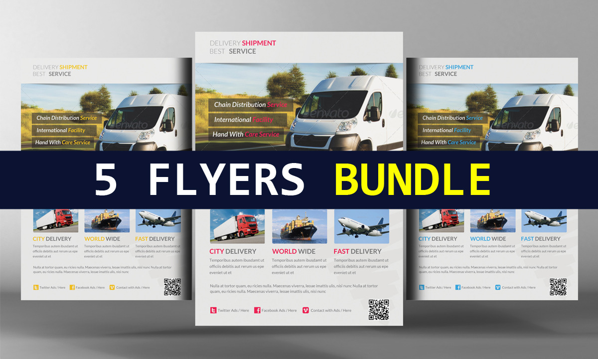 5 Delivery & Shipment Flyers Bundle, a Flyer Template by graphicforest