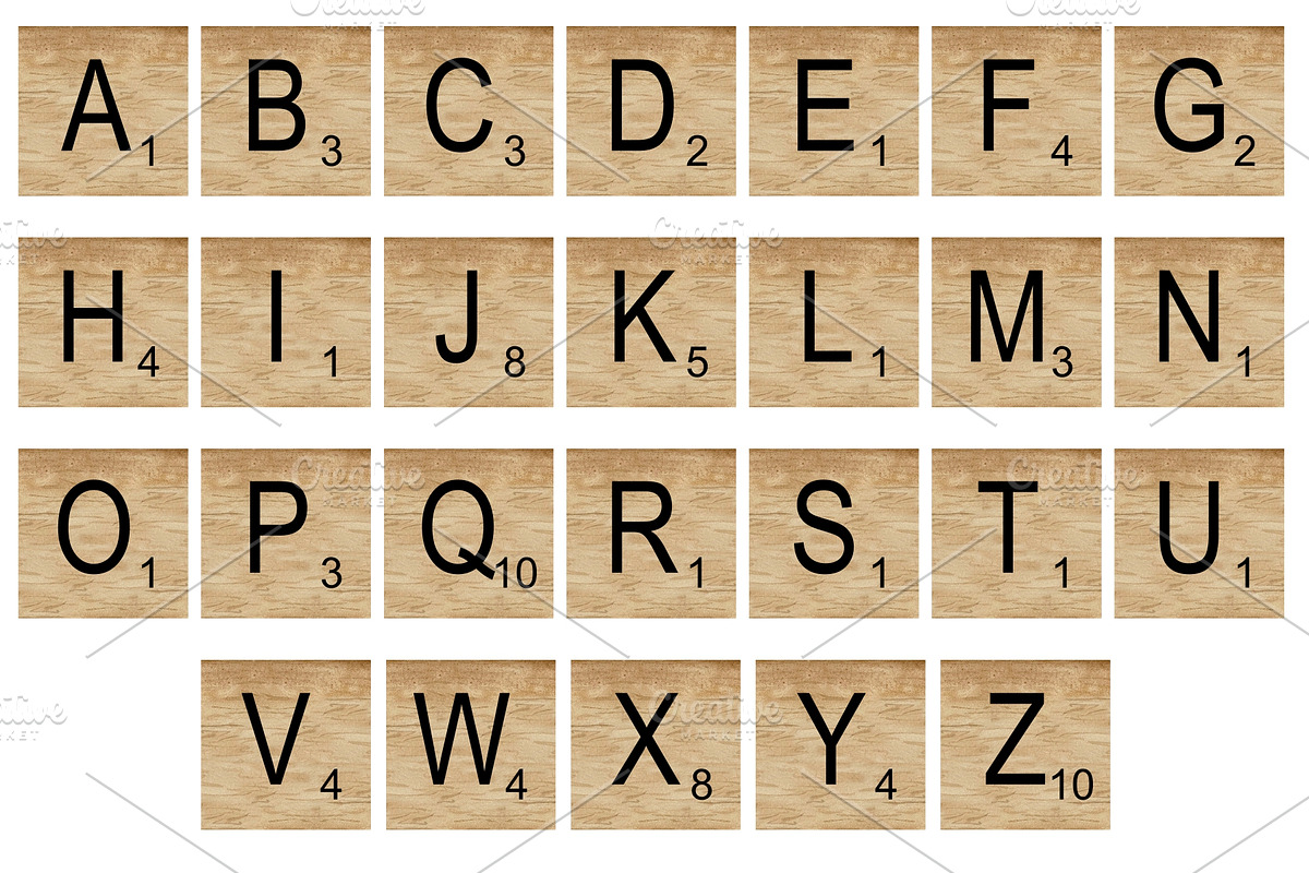 Wood Scrabble Alphabet Clipart PNG, an Illustration by Art and Funny
