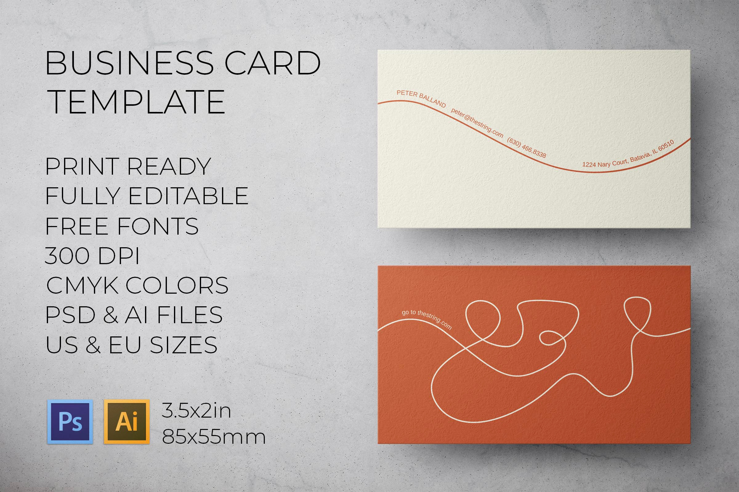 The String Business Card, a Business Card Template by Layoutlet