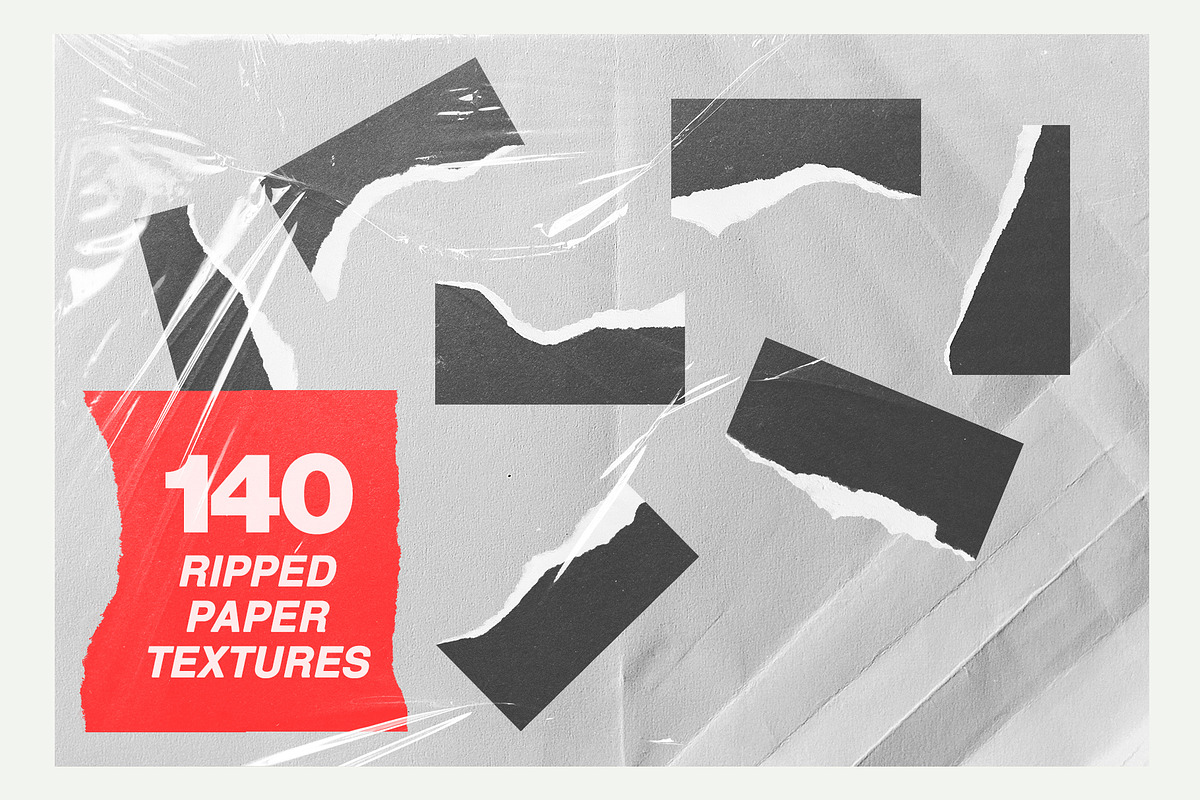 Torn Paper Textures & Ripped Mockups, a Texture Graphic by Gravito