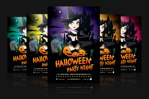 Witch Cemetery - Halloween Flyer, a Flyer Template by Odin_Design ...