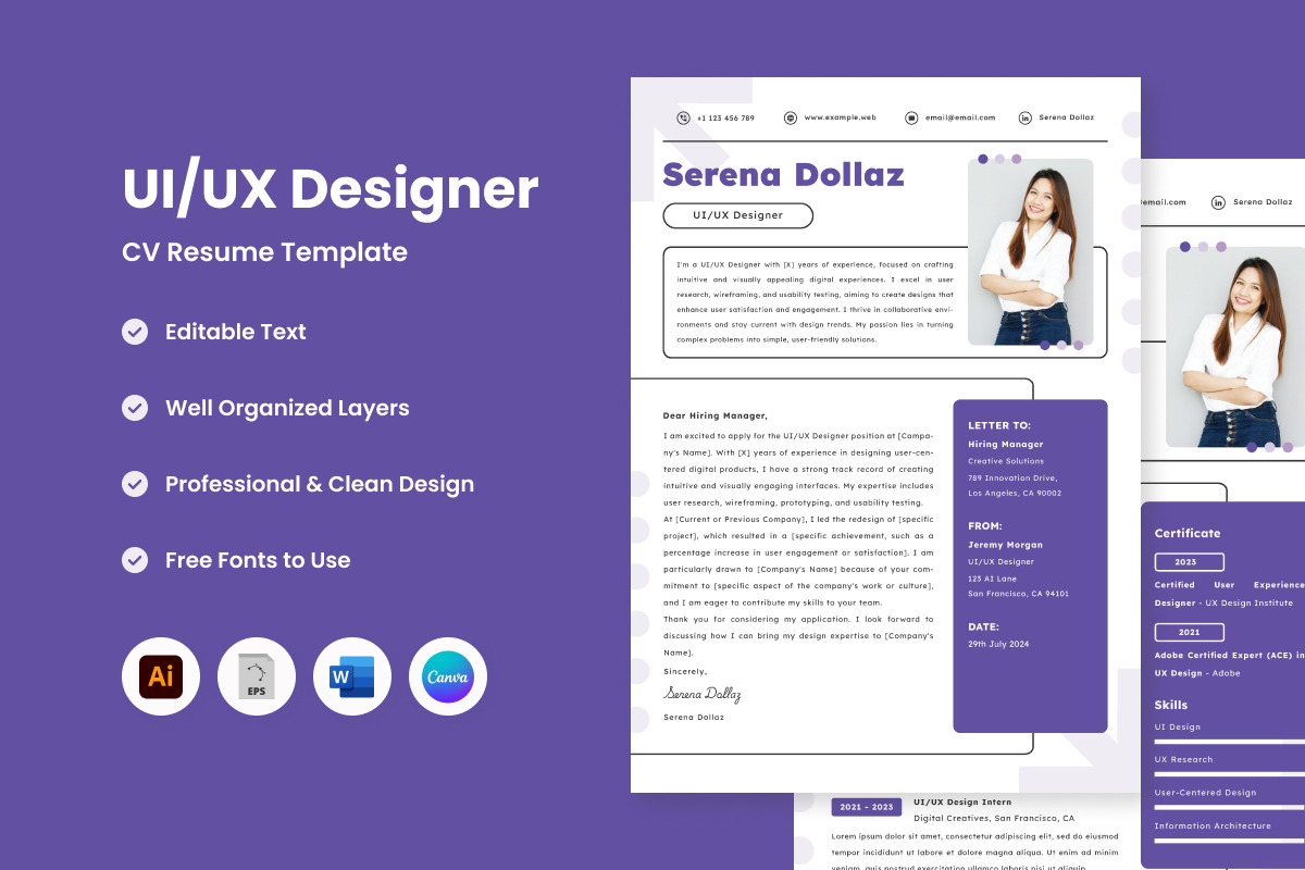 Creative CV Resume UI UX Designer V4, a Resume Template by twinstd