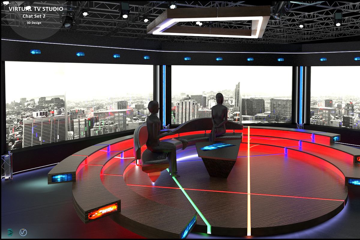 Virtual TV Studio Chat Set 2
