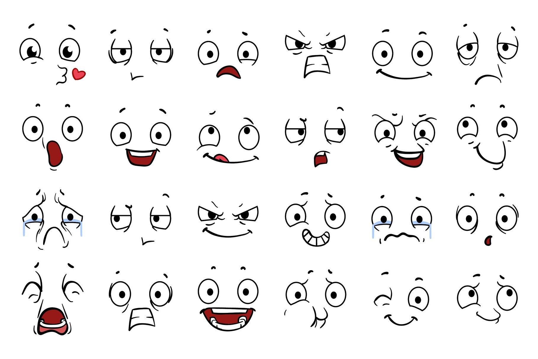 Cartoon comic faces. Expressions eye, a Graphic by Valerie Bodnar