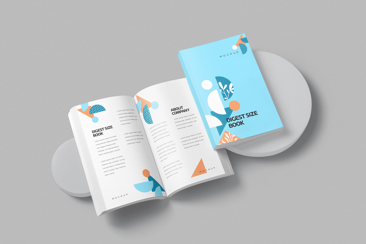 5 Digest Size Book Mockups, a Print Template by DesignNeutrons