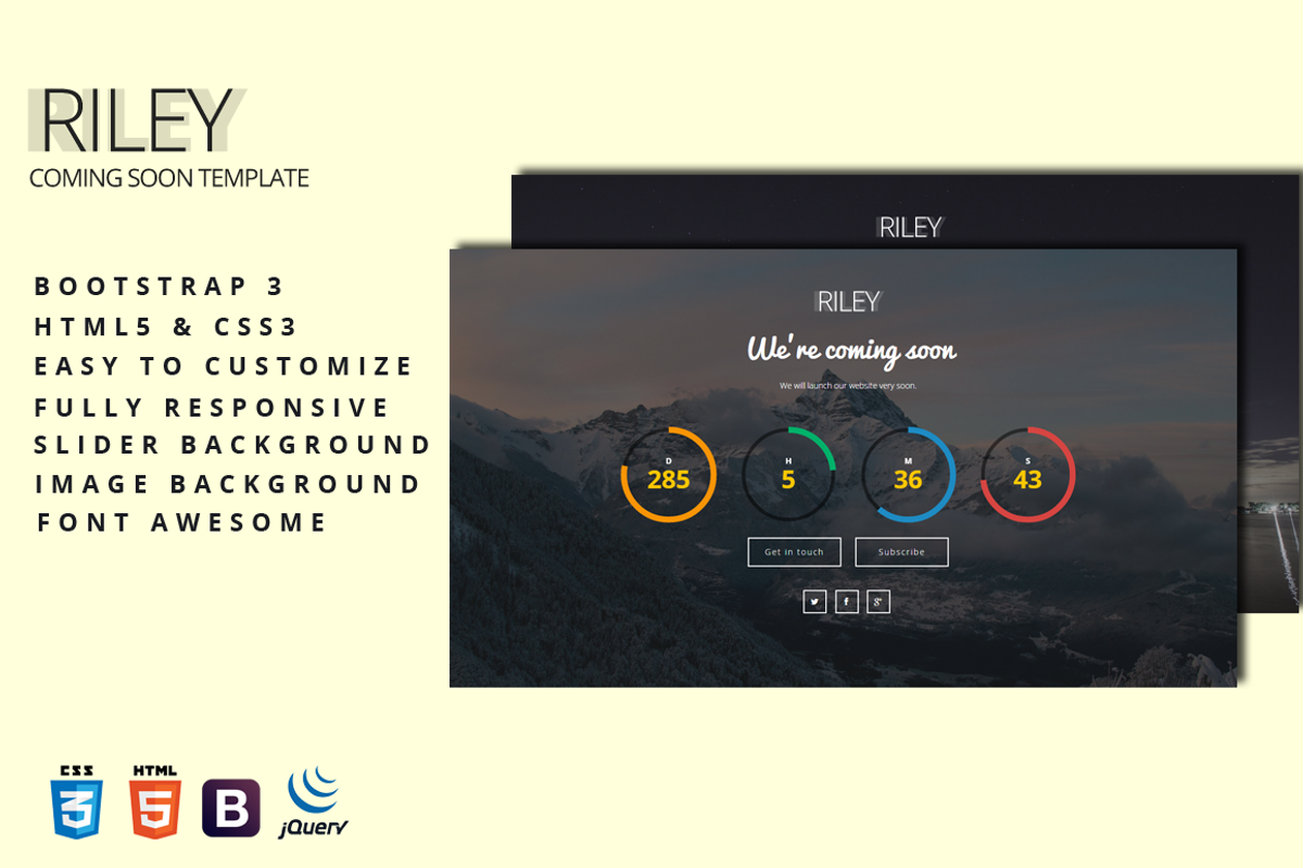 Riley - Coming Soon Page, a Bootstrap Template by Studio Ember ...