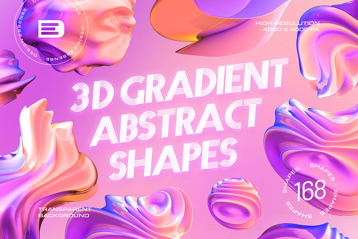 3D Gradient Abstract - 168 Shapes, an Object Graphic by assetpro.design