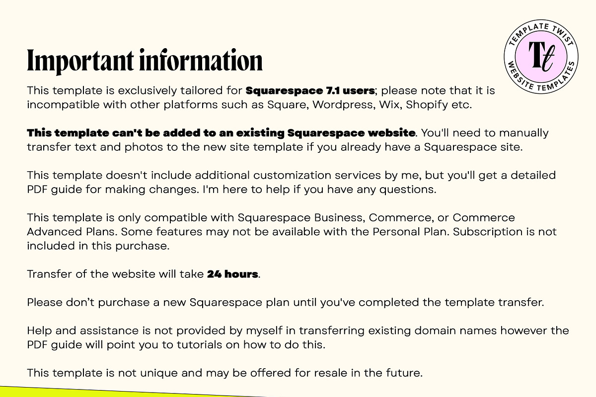 Portfolio Squarespace Website Template