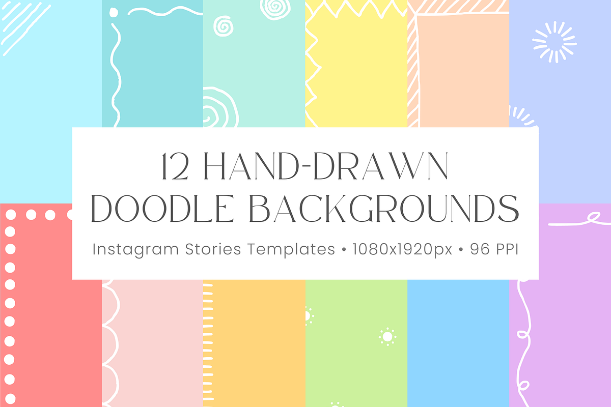 12 Hand-Drawn Doodle Backgrounds Frame