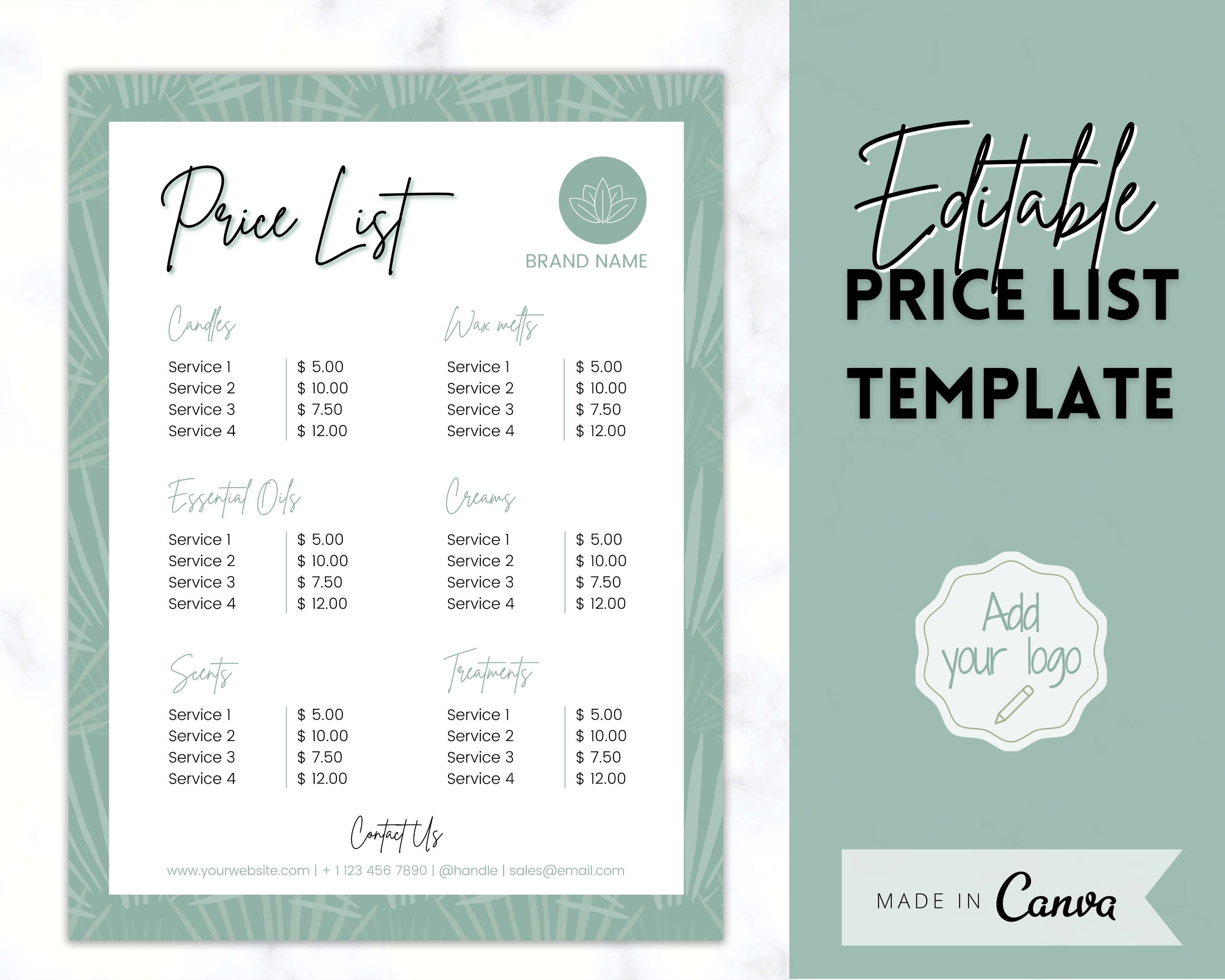 Editable Price List Template - Tropical