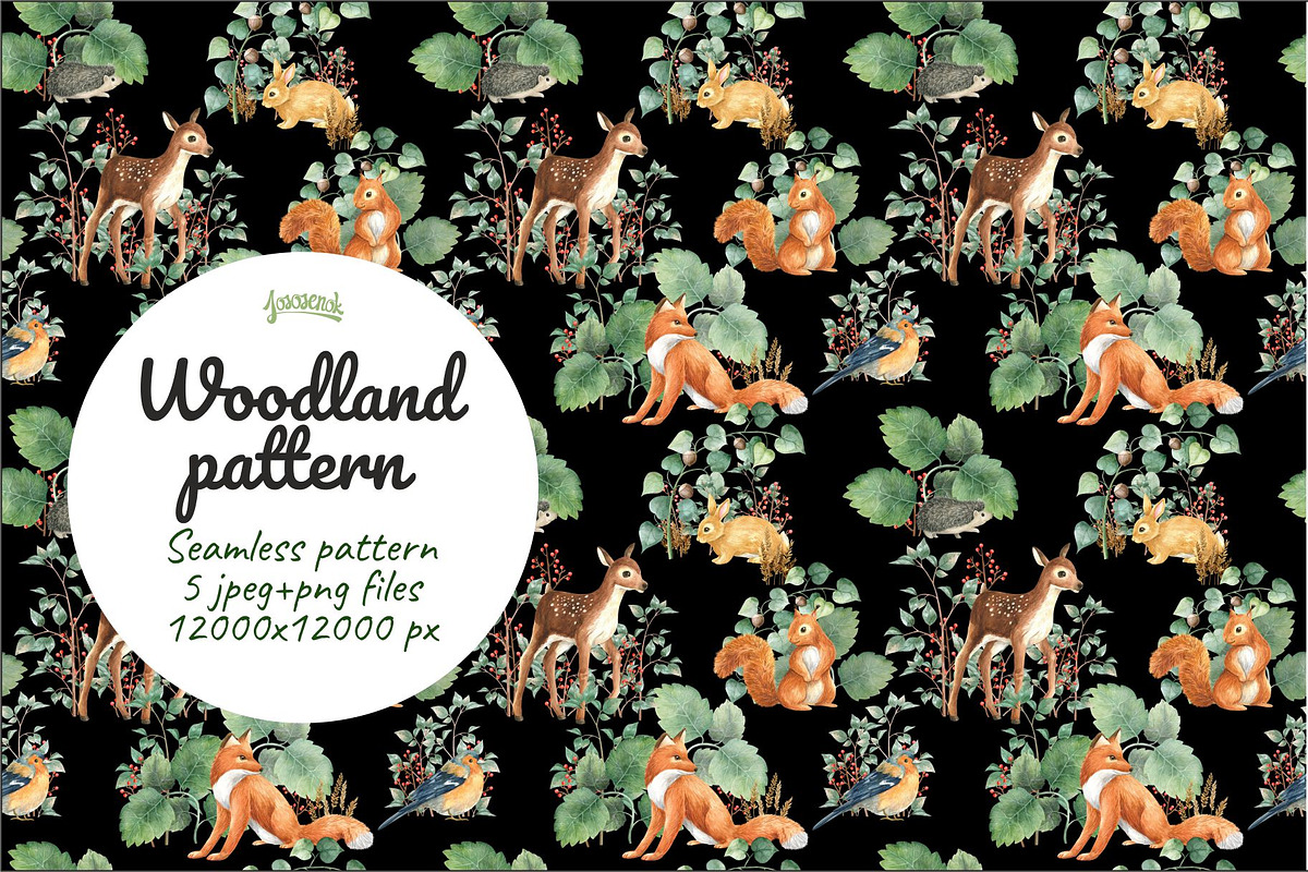 Woodland pattern, a Pattern Graphic by Lososenok