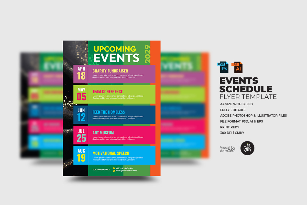 Events Schedule Flyer Template, a Flyer Template by Aam360