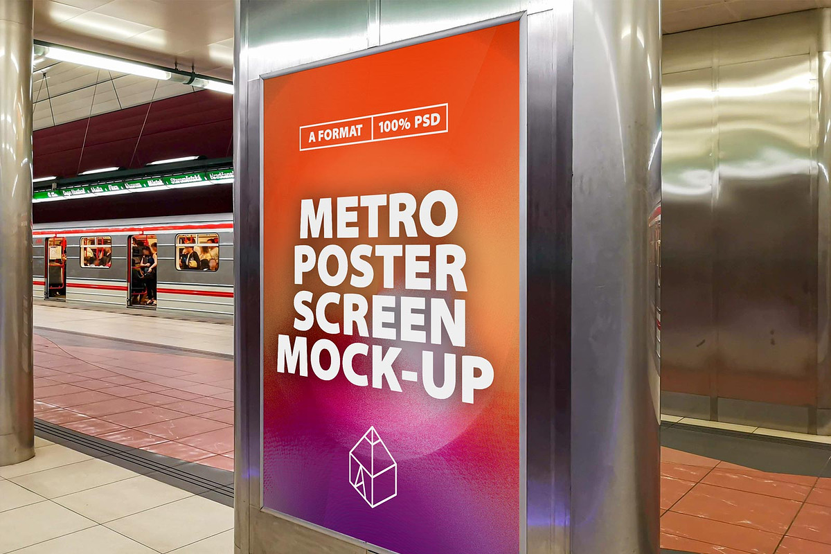 Metro Underground Ad Screen MockUp 4, an Advertising Mockup by Graphic ...