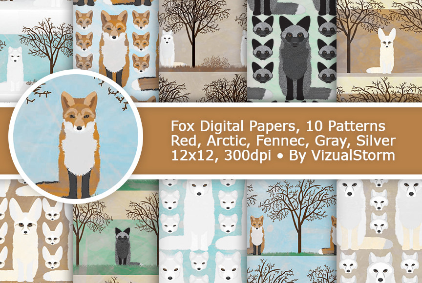 Fox Patterns, Woodland Animal Papers, a Pattern Graphic by VizualStorm