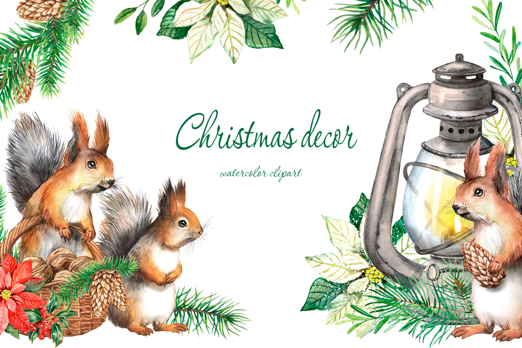 Christmas Squirrel Clipart., an Animal Illustration by SavinV