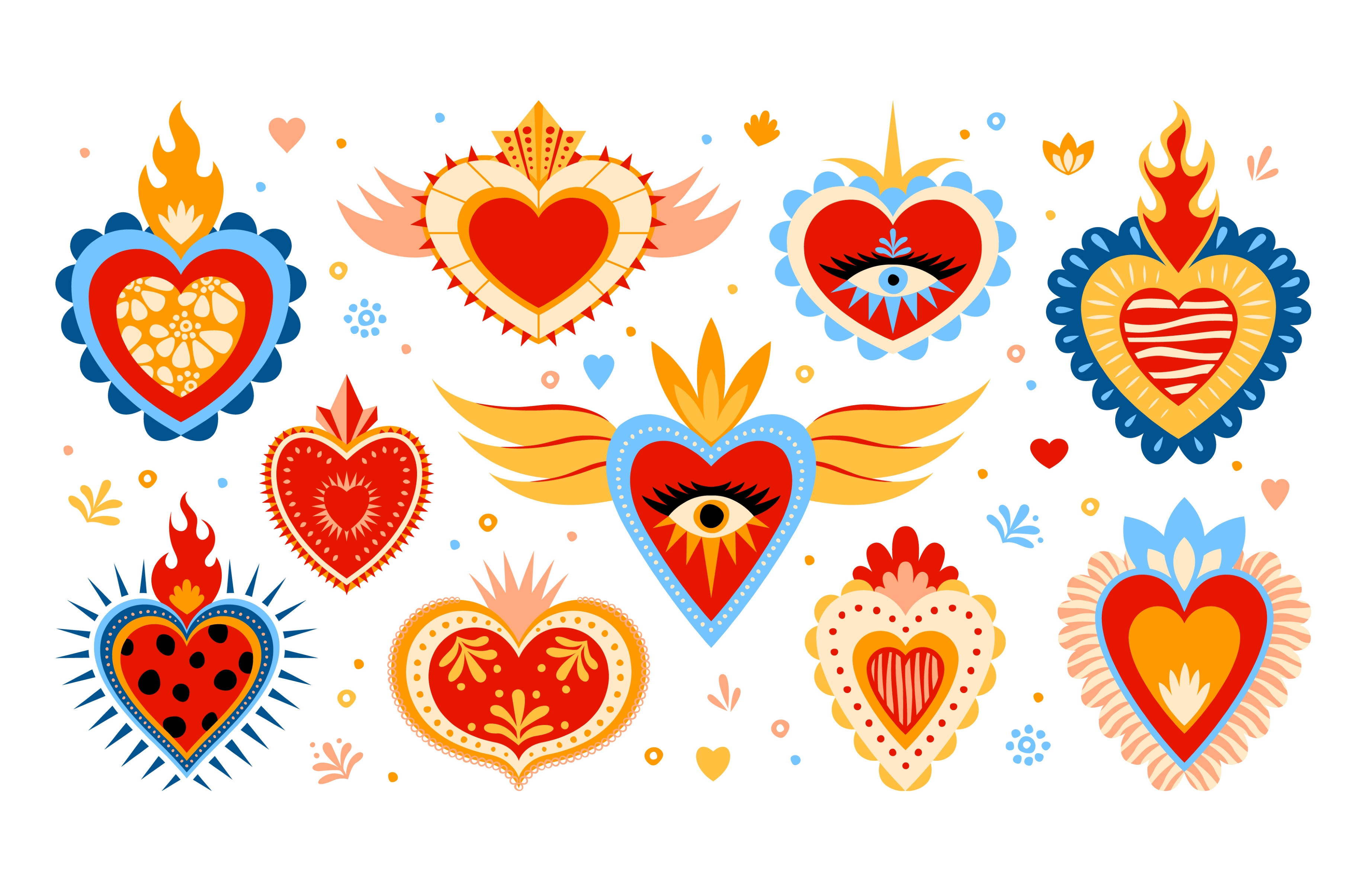 Mexican sacred hearts, an Object Illustration by Vector Tradition