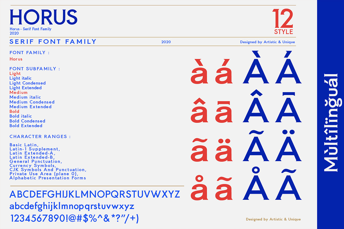 Horus - Serif Font Family, a Serif Font by Artistic & Unique