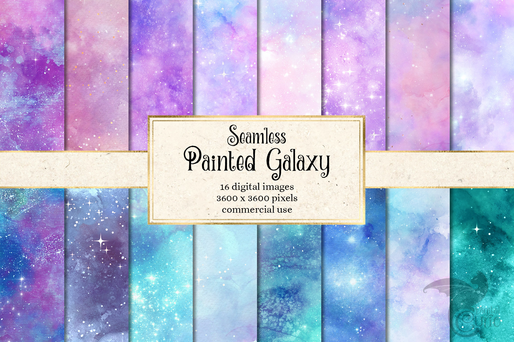 Seamless Painted Galaxy Textures, a Texture Graphic by Digital Curio