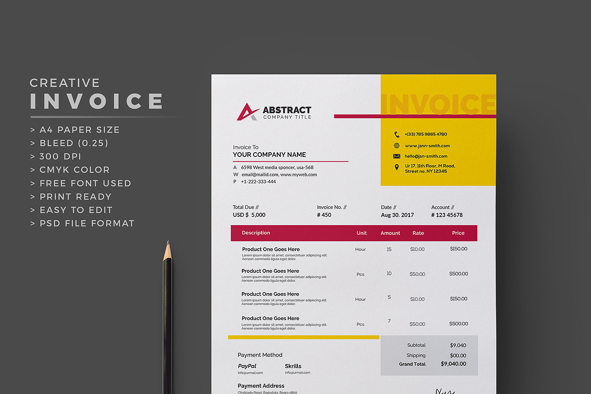 Invoice, a Stationery Template by GenerousArt