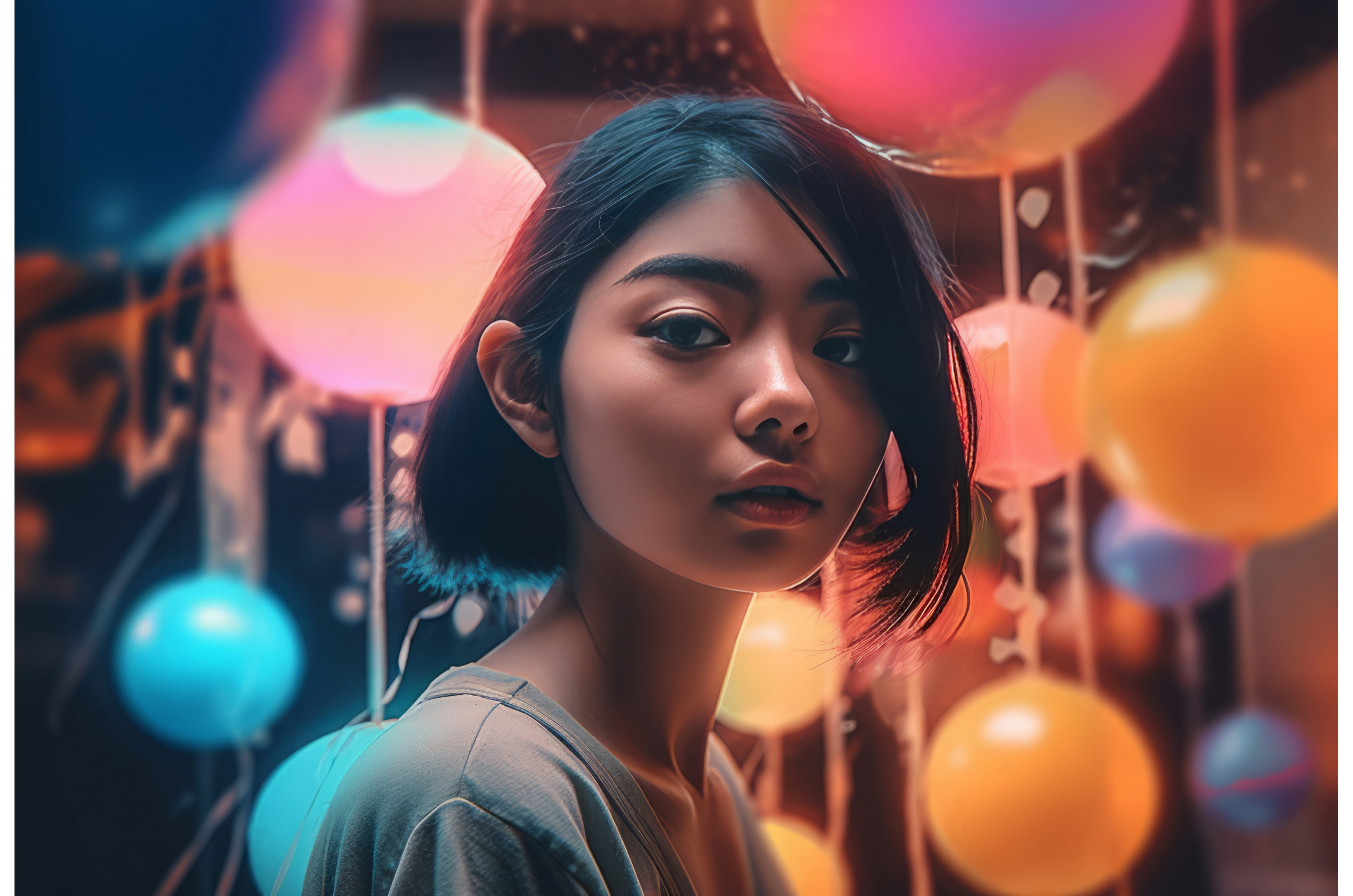 Chinese girl with dreamy background, a Background Photo by Ylivdesign