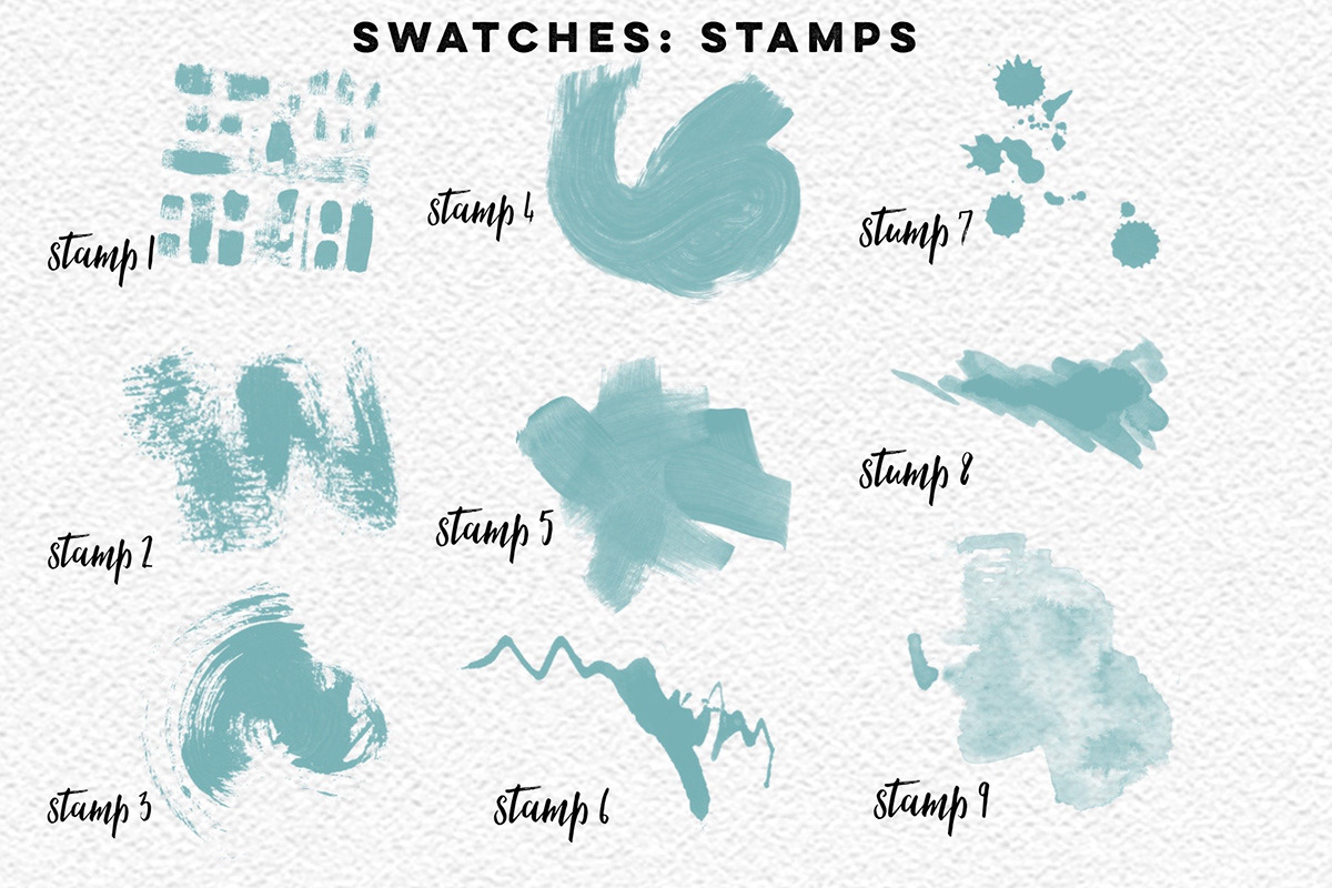 9 Splash Stamps - Procreate Brushes, a Brush Add-On by Kseniya Kaftaylova