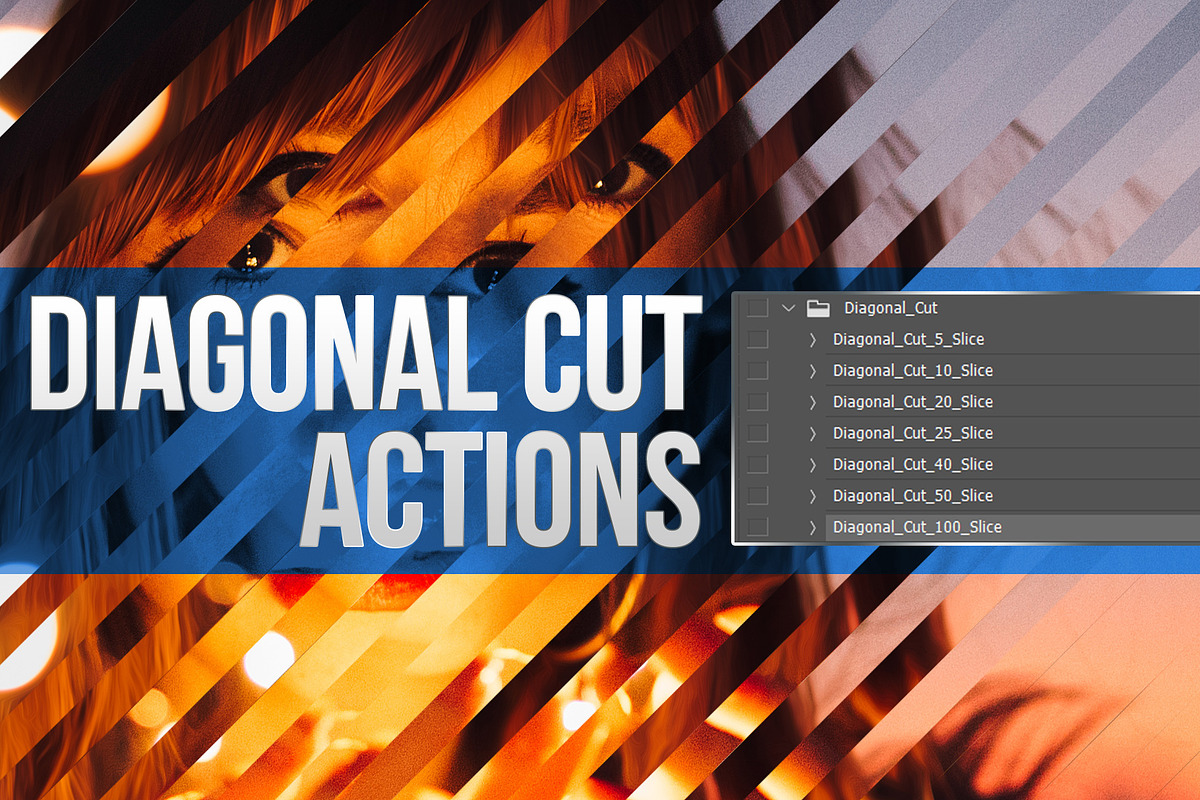 Diagonal Cut Actions for Photoshop, an Action Add-On by Creative Graphics
